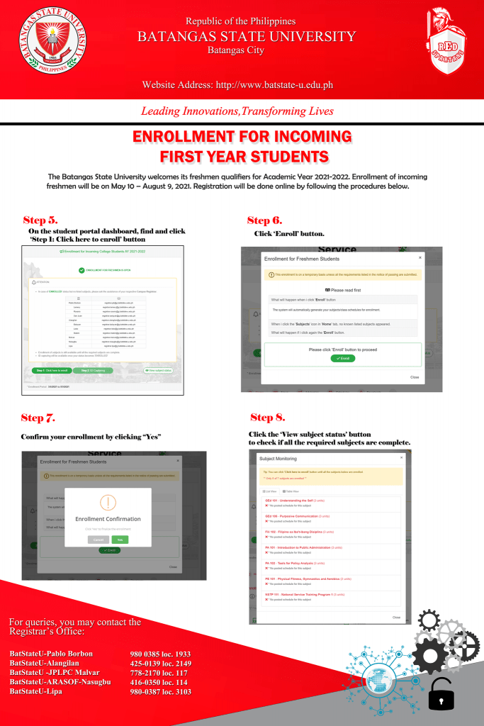 Enrolment Procedure Poster 2 | Batangas State University, The National ...